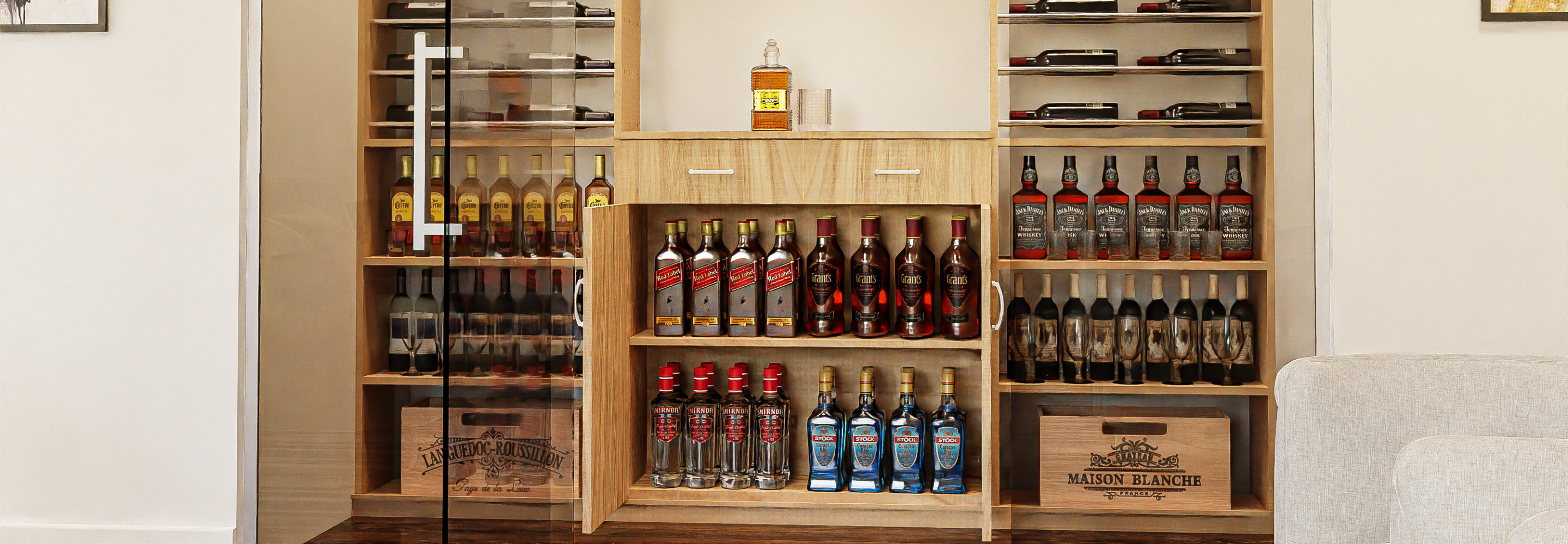 Liquor Cabinets - Liquor Racks and Storage Bins | Wine Racks America
