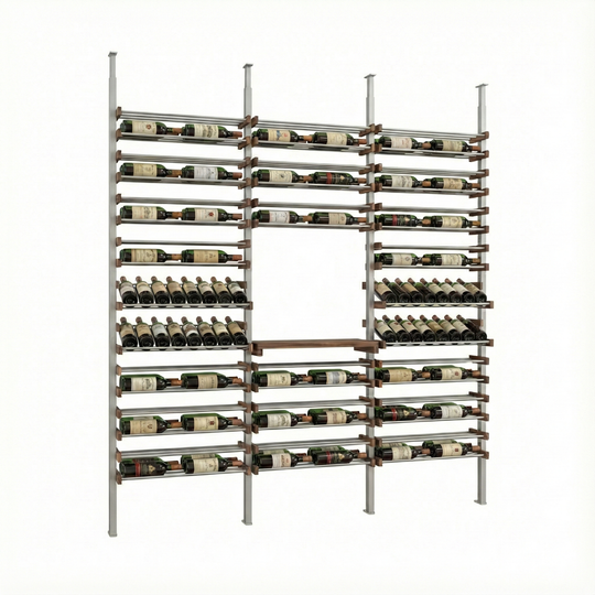 The Tasting, Walnut and Silver Metal – Wine Racks America