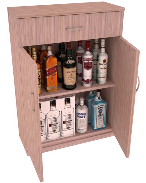 6 Column Liquor Cabinet with Wine Drawer | Wine Racks America