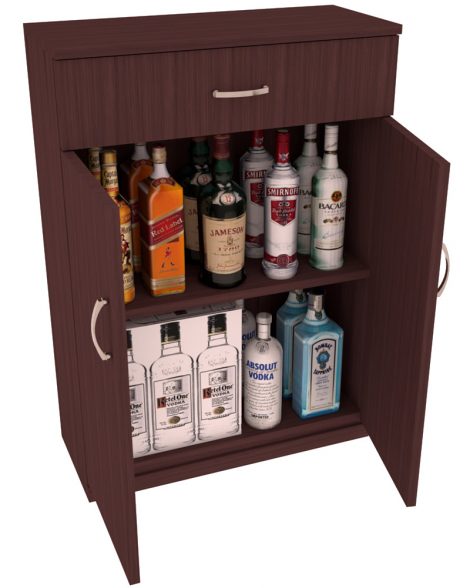 6 Column Liquor Cabinet with Wine Drawer | Wine Racks America